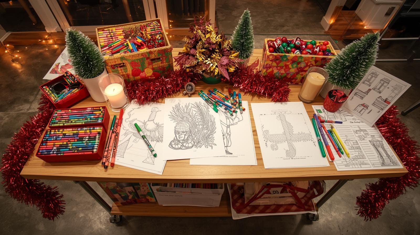 Fun Holiday Coloring Station Setup - Party Events