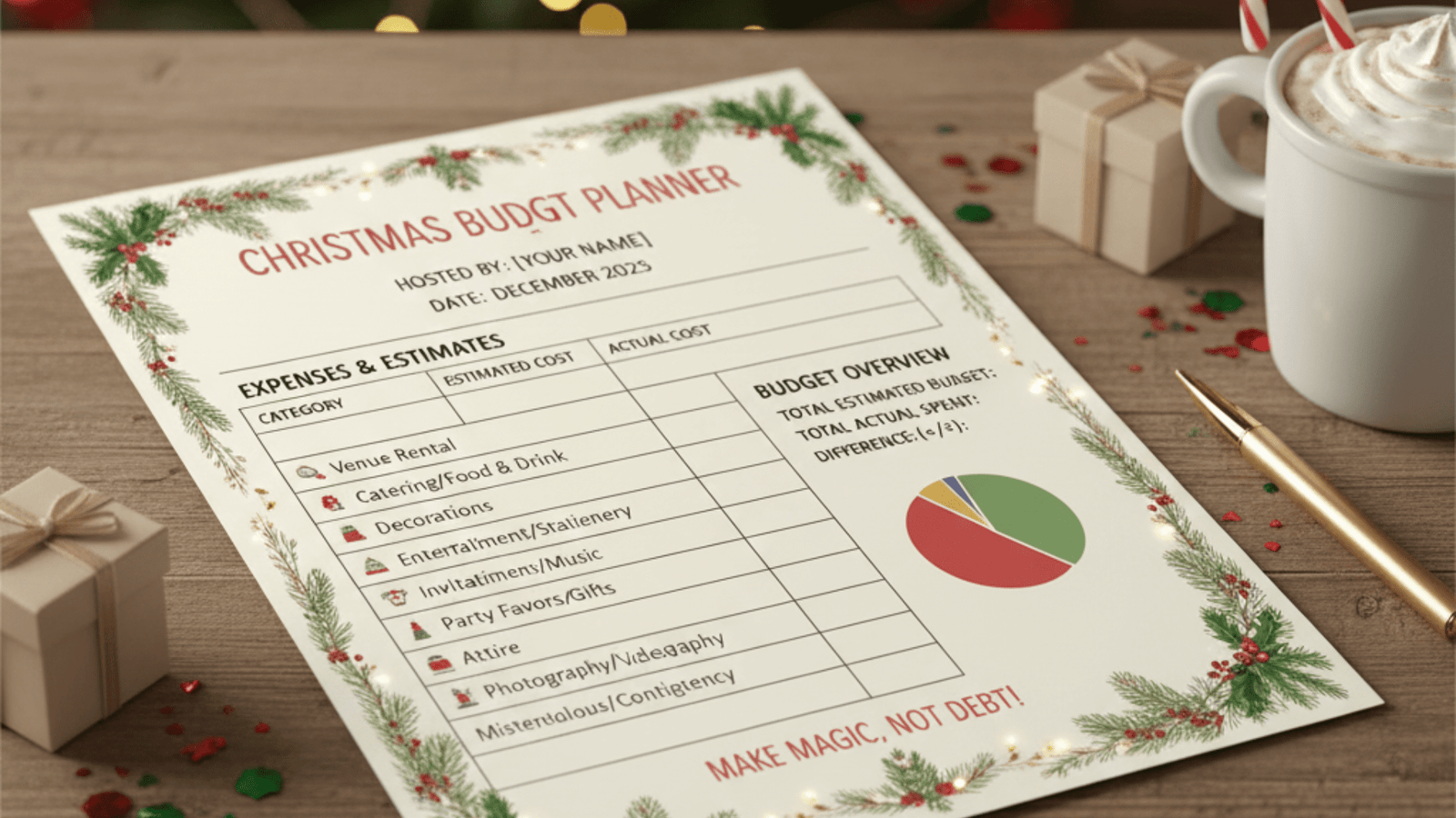Budget Planner Template for Christmas Guide - Party Events